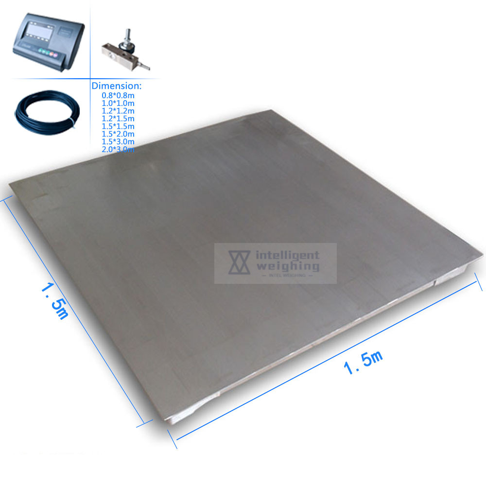 1.5x1.5m 2000kg stainless steel floor scale